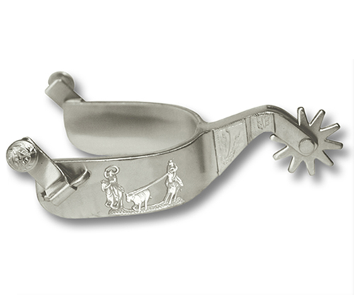 METALAB WESTERN ROPING SPURS IN SATINIZED STEEL - MySelleria